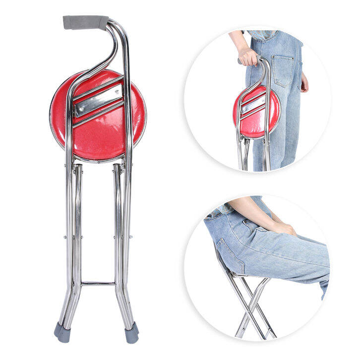 [Wondering] Folding Walking Hand Stick Stool Elderly Stainless Steel ...