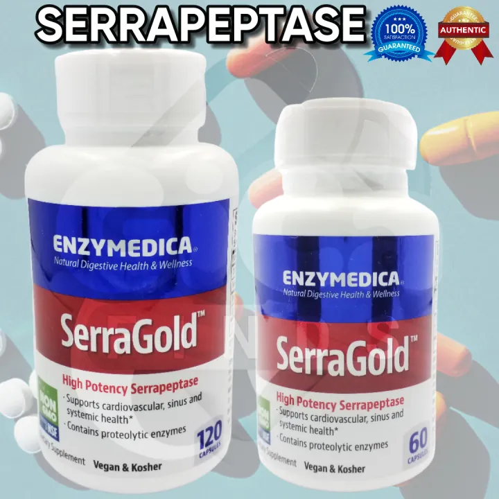 Enzymedica SerraGold High Potency Serrapeptase 60 Capsules OR 120 ...