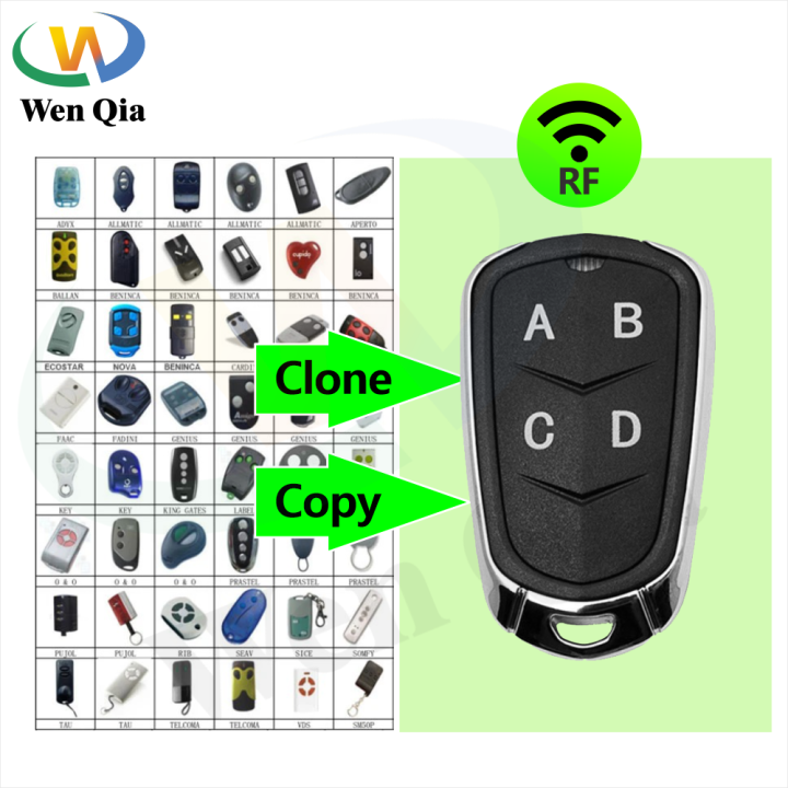 WenQia Gate/Car/Garage/Light 433MHz Clone Remote Controller Universal 4 Buttons Copy Duplicator ...