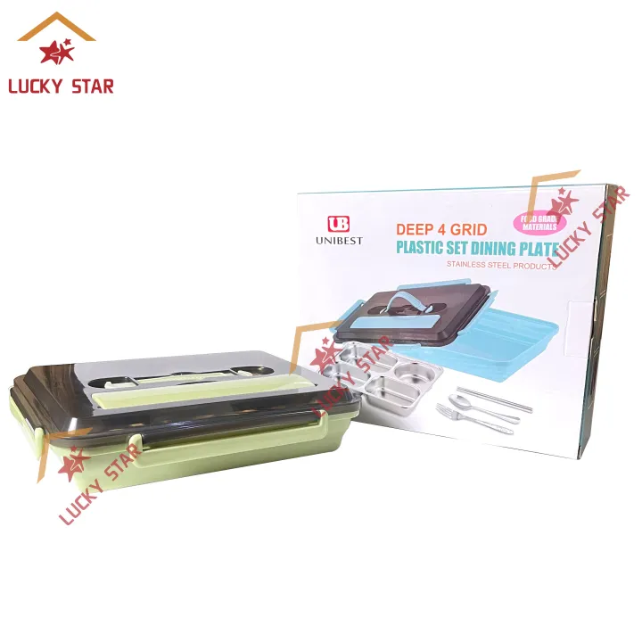 UB18207 Divider Plate /Lunch Box With spoon/Fork and Chopstick / Lunch ...
