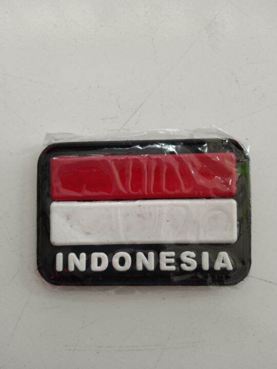 Perekat Karet / Patch Rubber Bendera Merah Putih Tulisan Indonesia ...