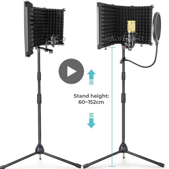 Foldable Pop Filter Microphone Wind Screen Shield Noise Reduction Panel ...