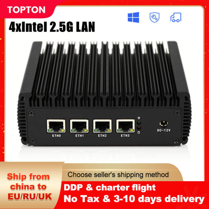 Free shipping New Celeron J4125 Fanless Mini PC 4 In 2.5G i225 LAN ...