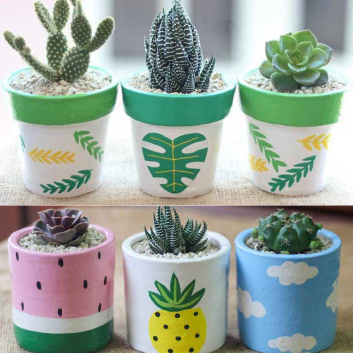 Pot Tanaman Pot Lukis Hiasan Pajangan Rumah Meja Pot Kaktus Sukulen Pot ...