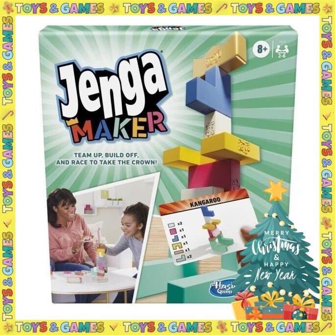 Hasbro Jenga Maker Genuine Hardwood Blocks Stacking Tower Game Original ...
