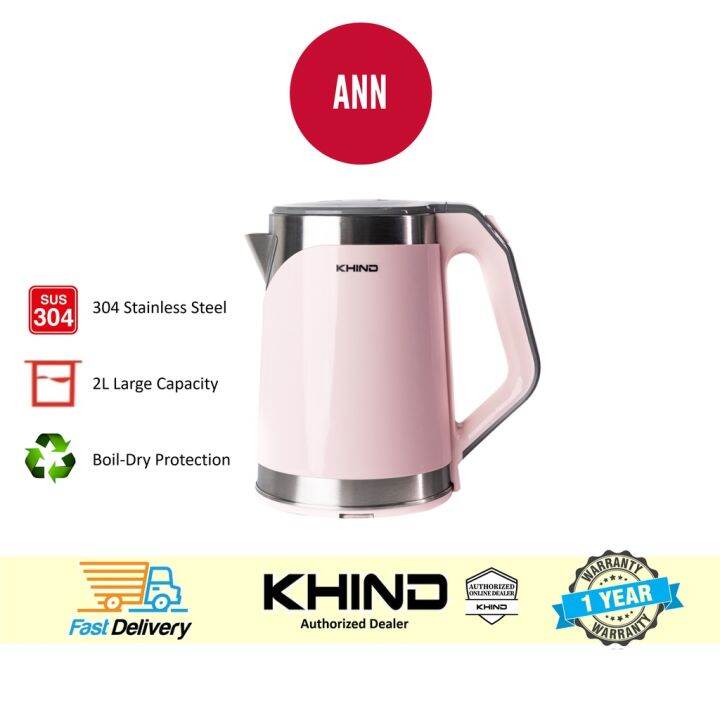 [Good Packing] Khind Jug Kettle EK2010 2 Litre Snless Steel Inner Pot ...