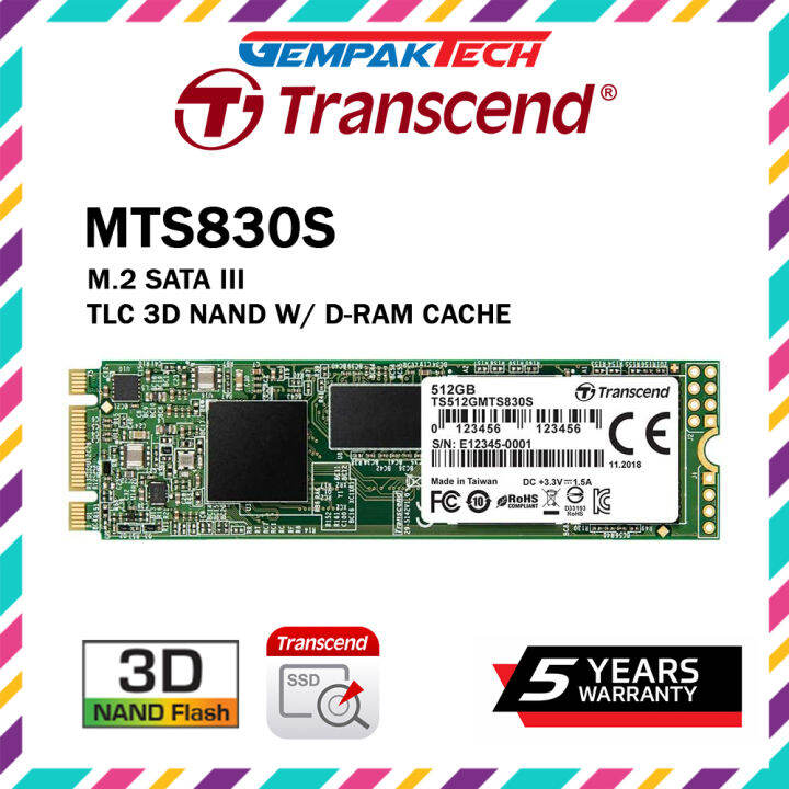 Transcend MTS830S SATA III 6Gb/s (TLC 3D NAND) 2280 M.2 SSD Solid State Drive with DRAM Cache ...