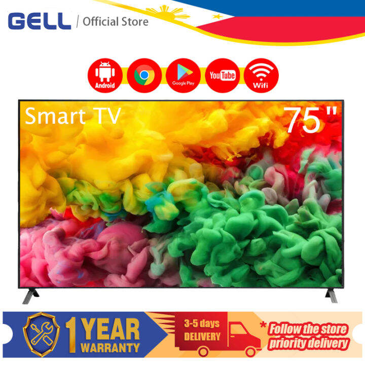 GELL 75inch Smart LED TV flat screen on sale Android tv UHD TV Youtube ...