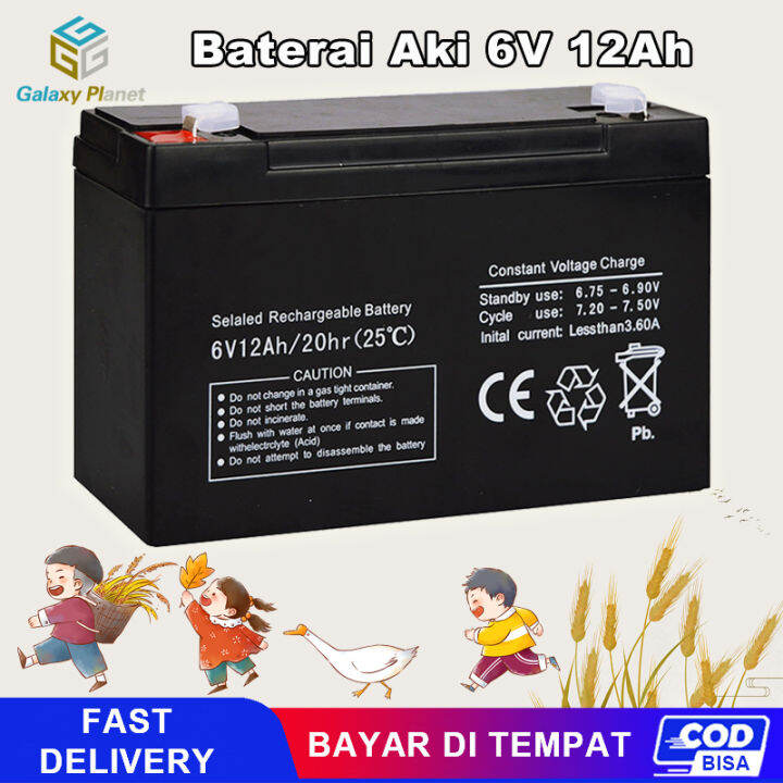 AKI Kering 6V 12AH New Sepedah Listrik Aki Battery Mainan Mobil Mobilan ...