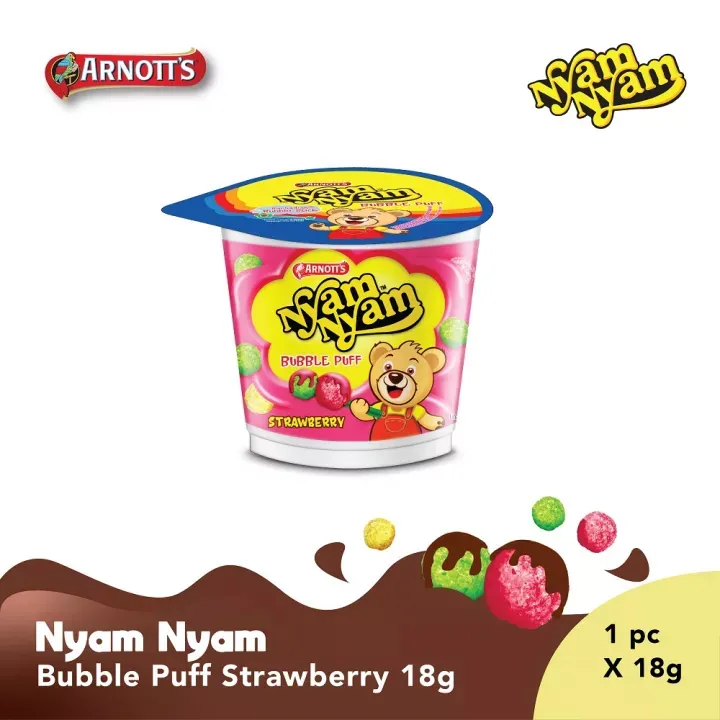 Nyam Nyam Bubble Puff Strawberry 18g Lazada Indonesia