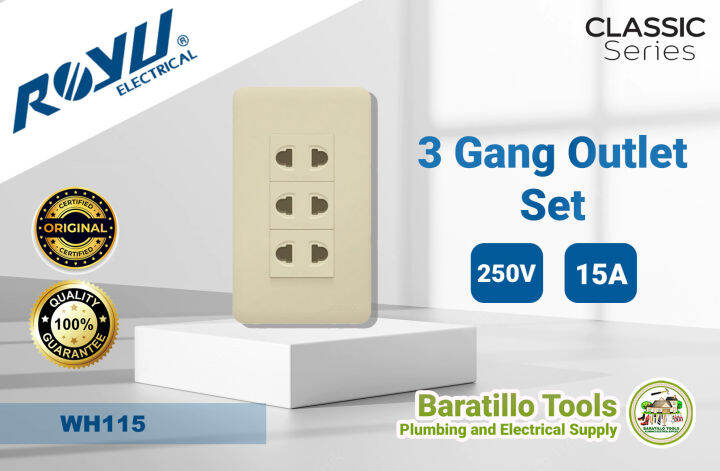 ROYU Classic Series 3 Gang Outlet Set WH115 | Lazada PH