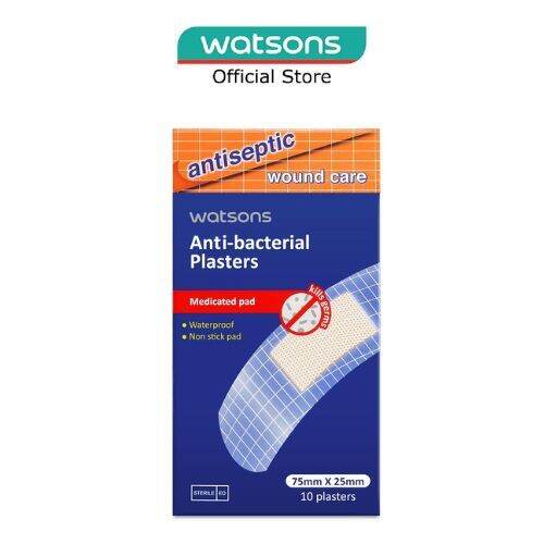 WATSONS Anti-Bacterial Plasters With Medicated Pad (Waterproof, Non ...