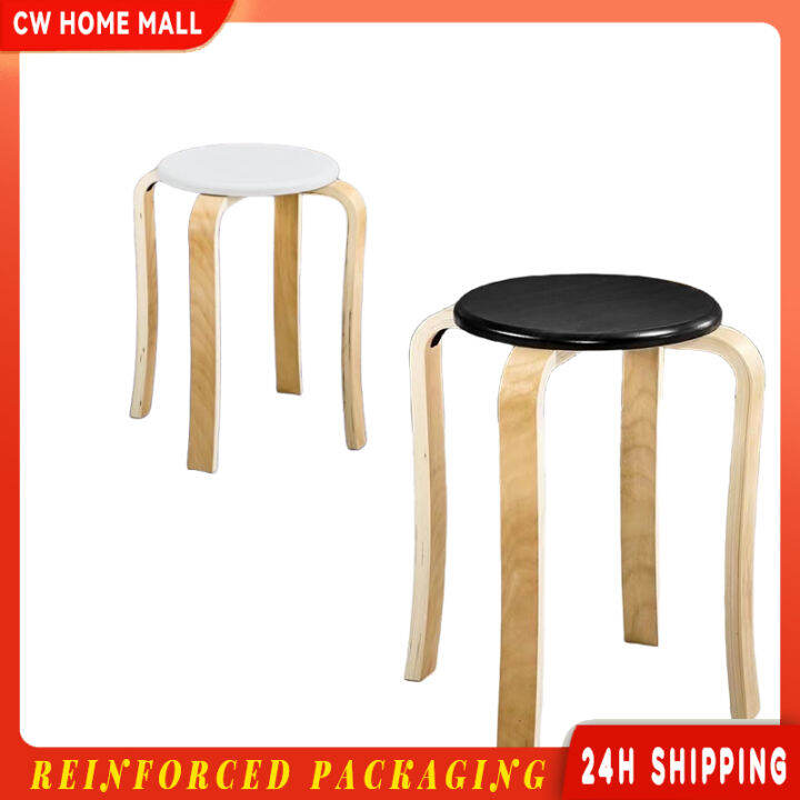 Nordic Dining Stool Round Stool Chair Solid Wood Stool 100KG Load Bearing Dressing Chair | Lazada PH