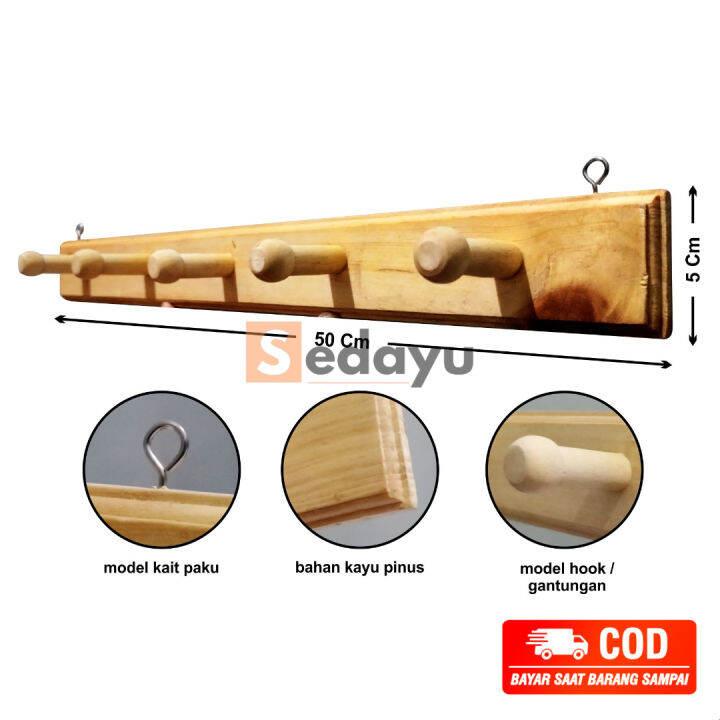 Kapstok Kayu Kastok Gantungan Baju Dinding Hook Kayu | Lazada Indonesia