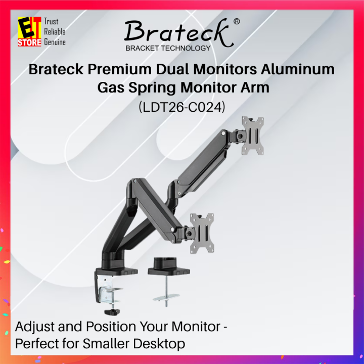 Brateck Premium Dual Monitors Aluminum Gas Spring Monitor Arm - Adjust and Position Your Monitor ...