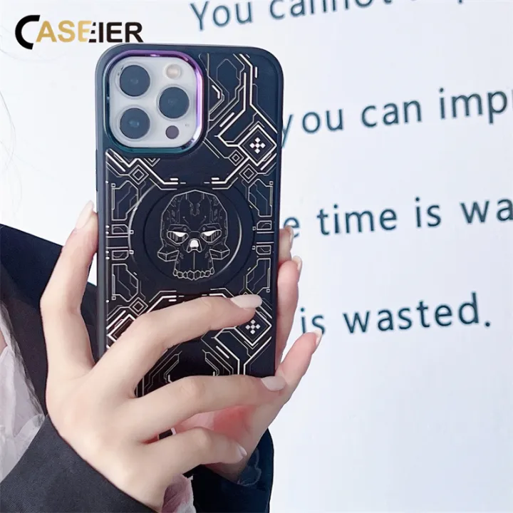 CASEIER กรณีโทรศัพท์มือถือแม่เหล็กสำหรับ iPhone 13 Pro Max โครงกระดูก ...