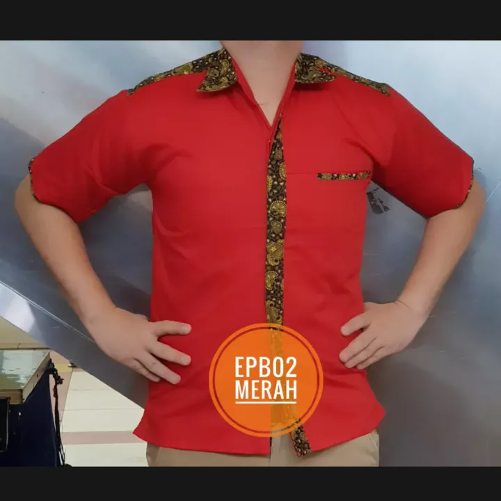 kemeja baju promosi lis batik | Lazada Indonesia