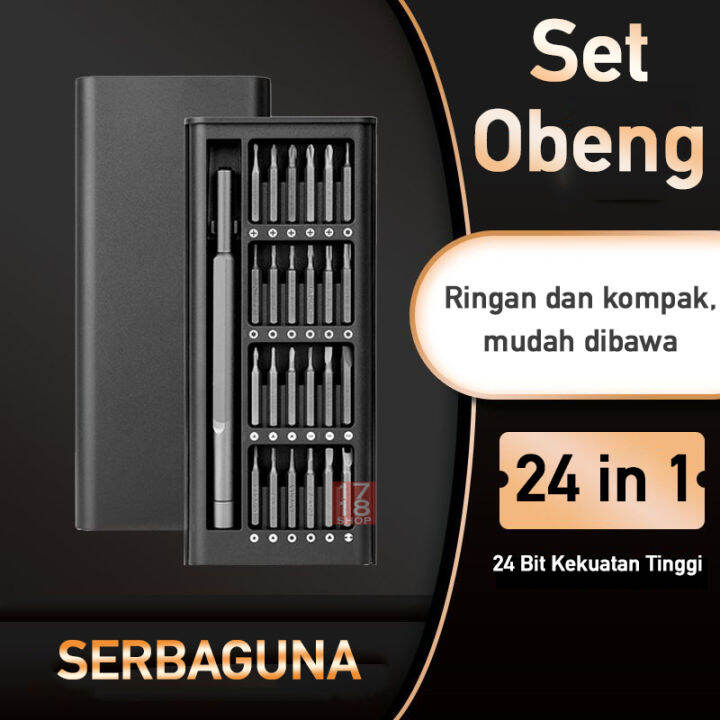 24 Dalam 1 Obeng Set Aluminium Anti Karat Obeng Presisi Bit Magentik Tahan Jatuh Perkakas ...