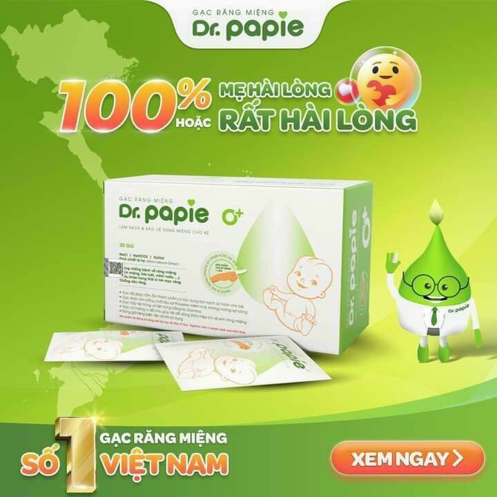 Gạc rơ lưỡi DR.PAPIE hộp 30 gói chứa dịch chiết lá hẹ giúp vệ sinh răng ...
