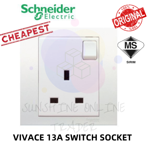 SCHNEIDER VIVACE 13A 1GANG 250V 3PIN SWITCH SOCKET PLUG KB15 | Lazada
