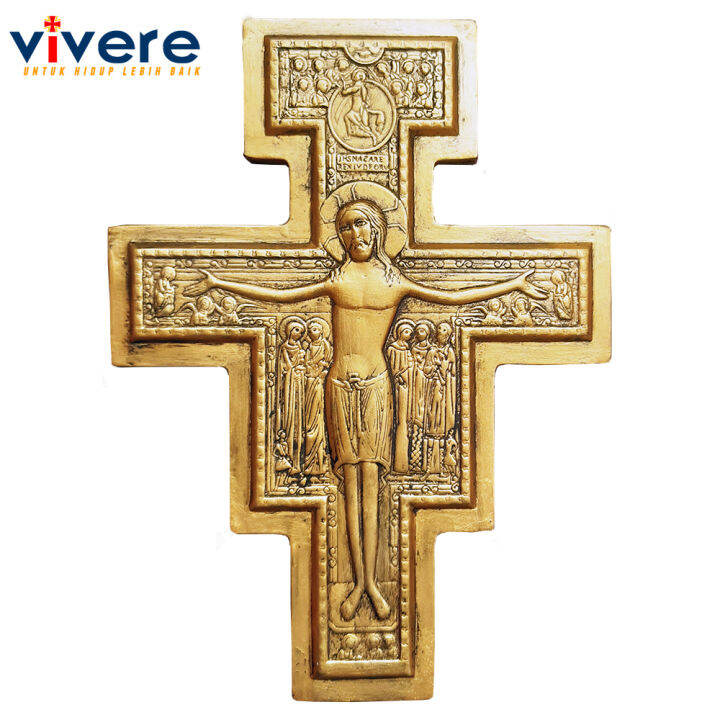 Salib Yesus San Damiano Motif Emas 27 cm | Lazada Indonesia