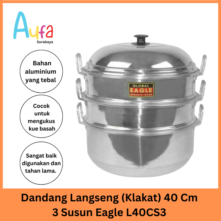 Dandang Langseng Kukus Serbaguna (Klakat) 40 Cm 3 Susun Eagle | Lazada ...
