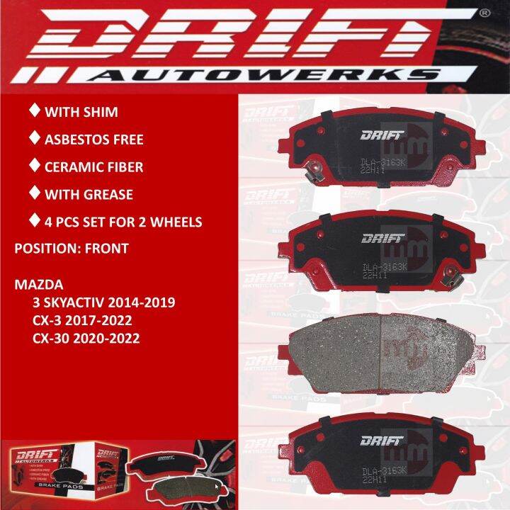 DRIFT AUTOWERKS Brake Pads for MAZDA 3 1.5 / 2.0 SKYACTIV 2014-2019 ...