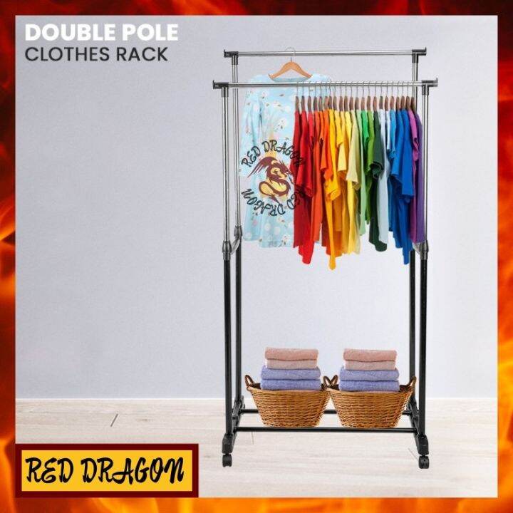 Aluminum Drying Rack Wet Clothes Clip Hanger Sampayan Socks double pole ...