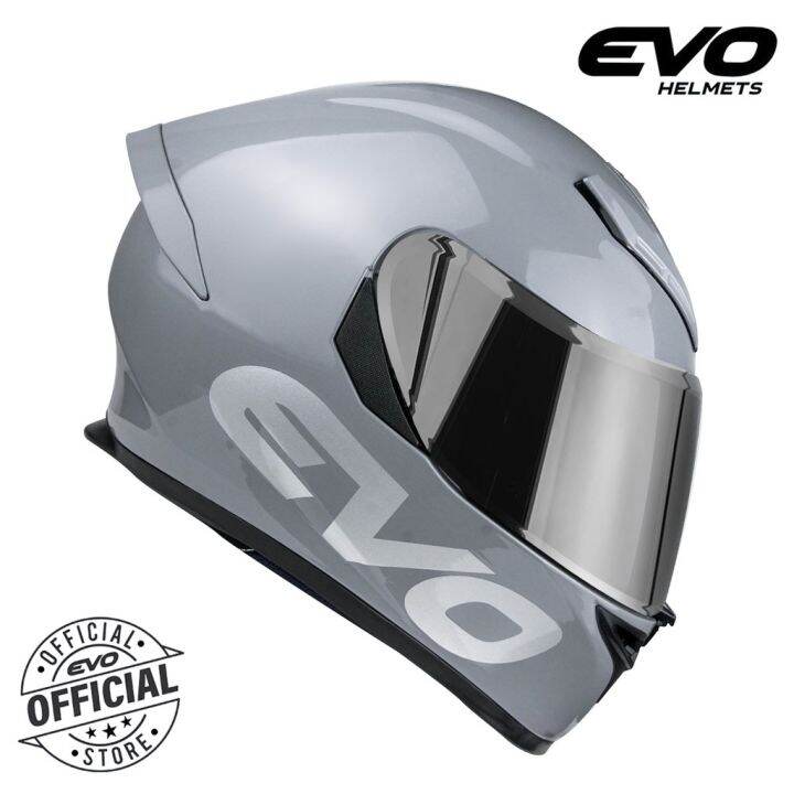 EVO GSX 3000 V2 Plain Cool Gray Full Face Dual Visor Helmet with Free ...