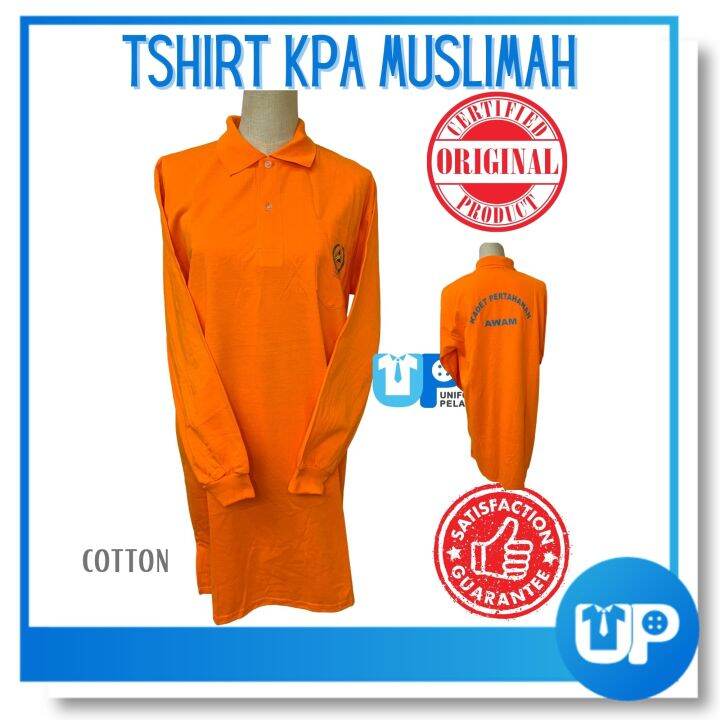 KPA Kadet Pertahanan Awam T-shirt Muslimah Orange Color Cotton Uniform ...