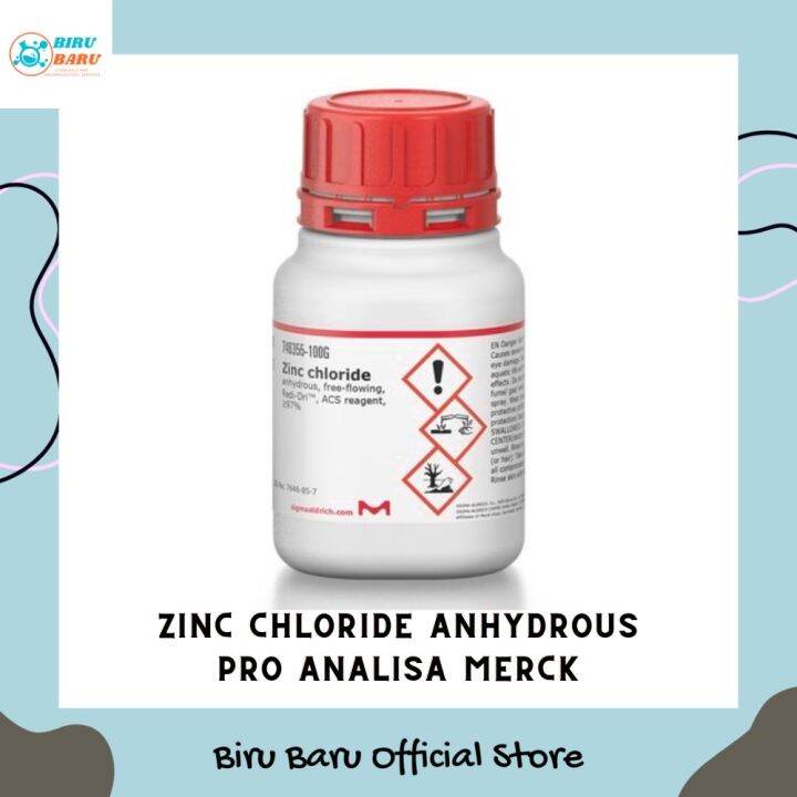 ZINC CHLODIDE ANHYDROUS /SENG KLORIDA ANHIDRAT ( ZnCl2.H2O ) PRO ANALISA 10 GRAM MERCK BEST ...