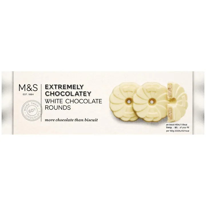 M&S Extremely Chocolatey White Chocolate Rounds 200g x1 Marks and ...