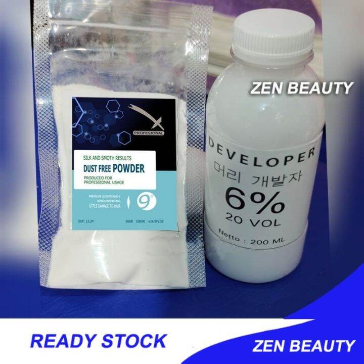 Developer + Bleaching Rambut Korea DUST FREE POWDER level 9 kemasan 50gr dan 100gr BLEACH KOREAN ...