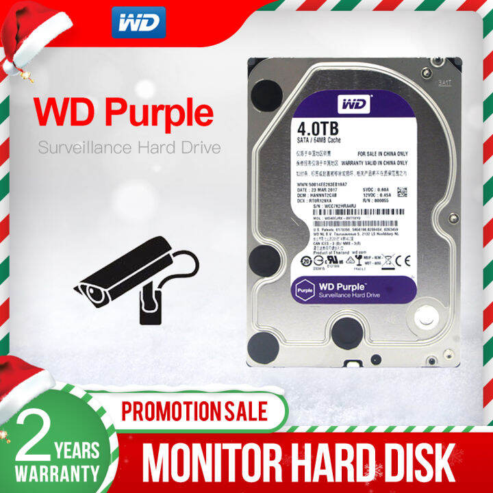 WD Purple 4TB 3.5 "; ภายใน HDD SATA III 6.0กิกะไบต์วินาทีฮาร์ดไดรฟ์สำหรับกล้องวงจรปิด DVR กล้อง ...