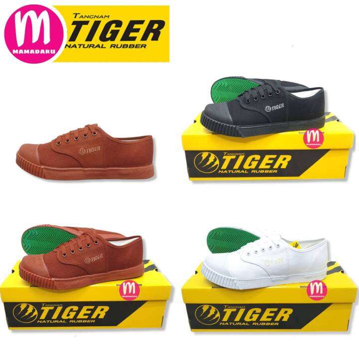 รองเท้าผ้าใบ Tiger 205 พื้นเขียว รองเท้านักเรียน น้ำตาล/ขาว/ดำ รองเท้า ...