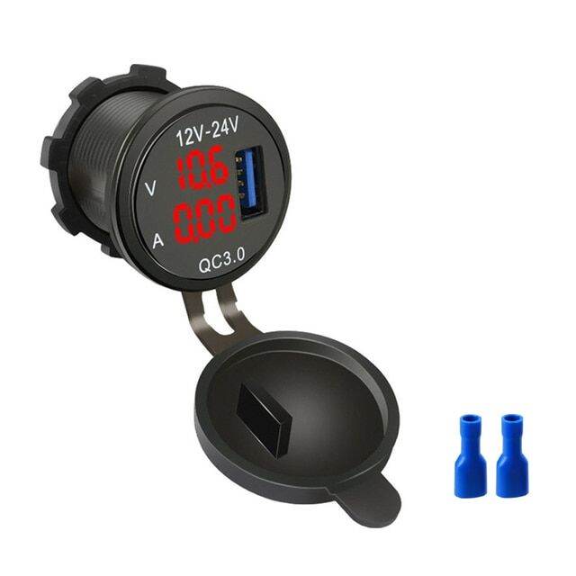 New Car Voltmeter Qc 3 0 Usb Charger Socket Power Voltmeter Outlet Boat ...