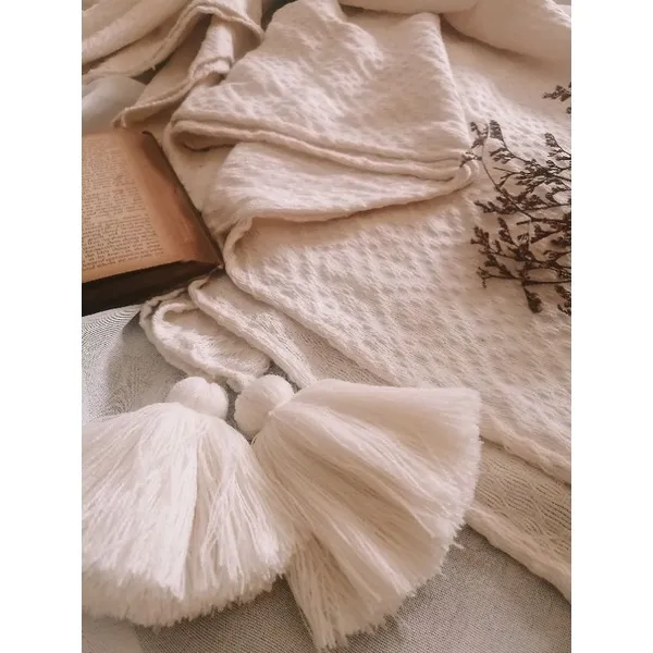 JUANA Inabel Trambia Pompom Throw Blanket Sofa Drape Bed Runner ...