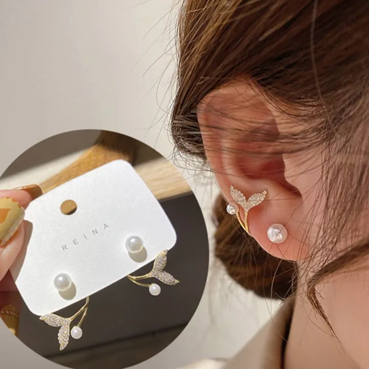 Sanhe ต่างหูไข่มุกหัวเข็มเงิน S925จากเกาหลีใต้สำหรับผู้หญิงต่างหูแบบเฉพาะตัวที่หรูหราและดูหรูหรา ...