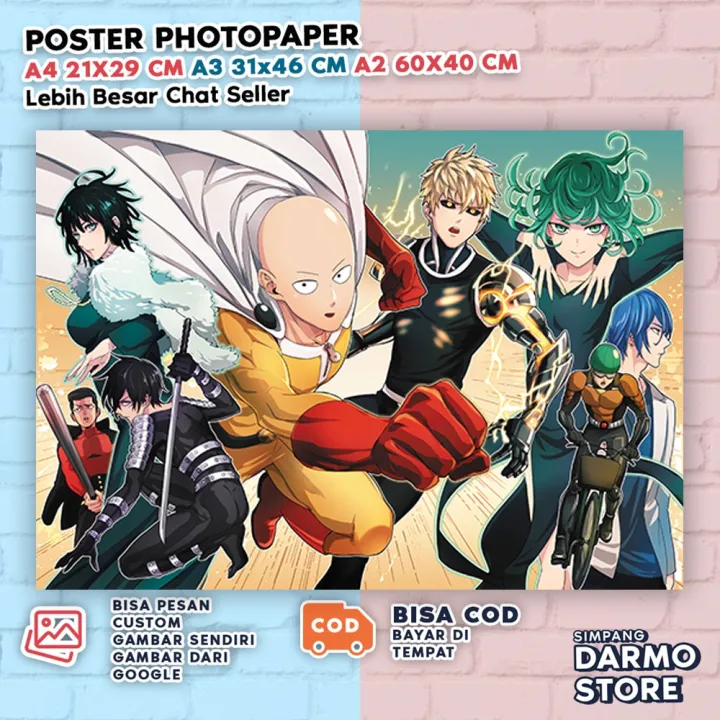 Poster One Punch Man Anime Wibu Super hero Saitama Genos Fubuki Silver ...