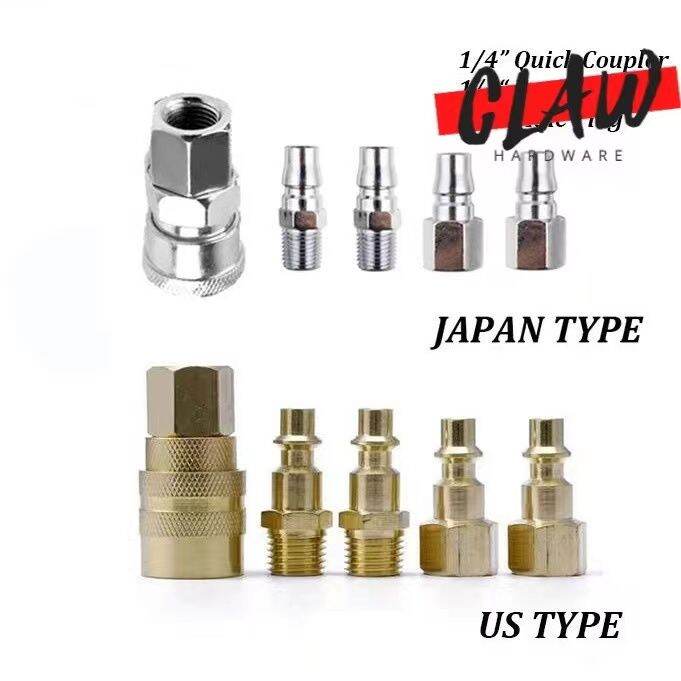 CLAW 5Pcs 1/4" Air Line Hose Compressor Fitting Coupler Quick Release ...