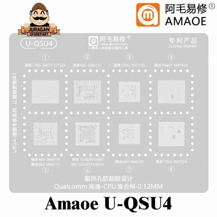 PLAT AMAOE U-QSU4 CETAKAN IC BGA CPU QUALCOMM SM7325 SM6125 SM7450 ...
