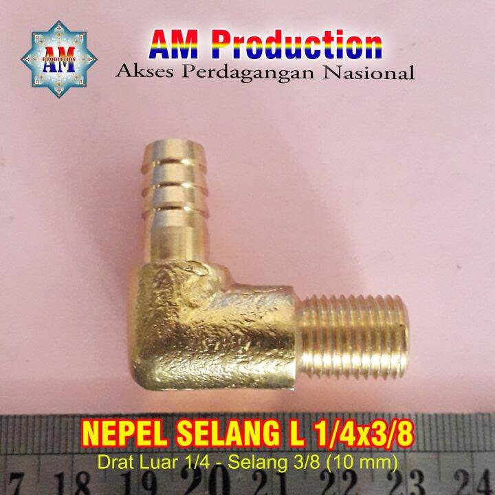 Nepel Selang L 1/4x3/8, Hose Neaple, Drat Luar, Selang, Logam Kuningan ...
