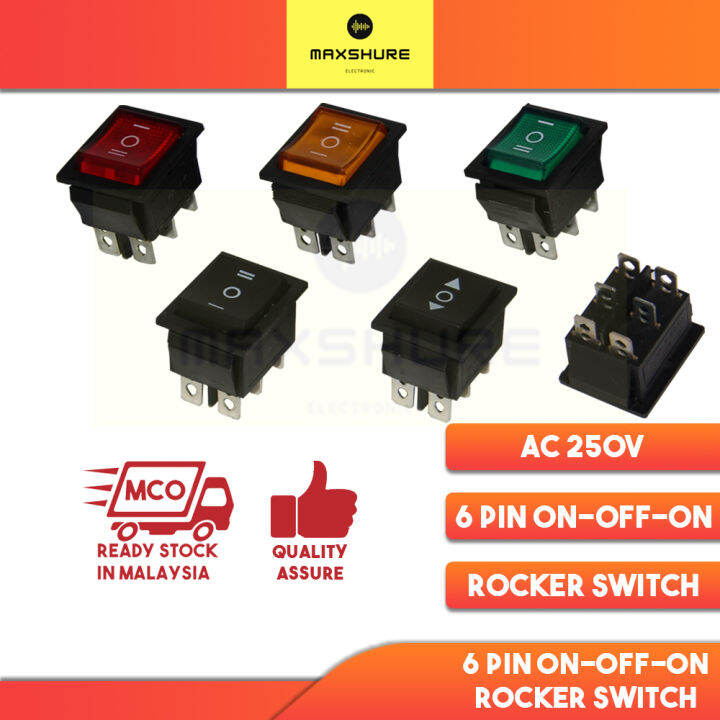 [MaxShure] 6 Pin On-Off-On DPDT LED & Momentary Spring Panel Mount 6 ...