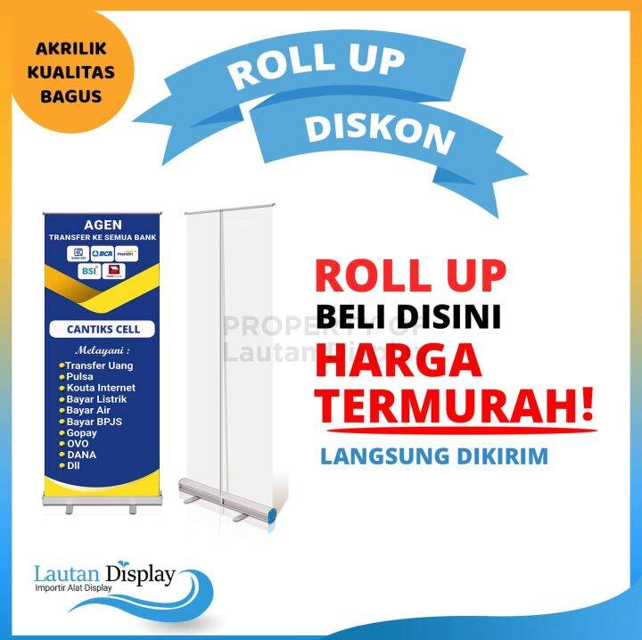 Standing Roll Up Banner Alat display Stand Banner 60x160 Cm (Plus Cetak) Flexi Albatros | Lazada ...