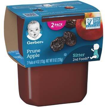 Fast shipping GERBER 2ND FOODS PRUNE APPLE PUREED BABY FOOD, 4 OZ. TUBS ...