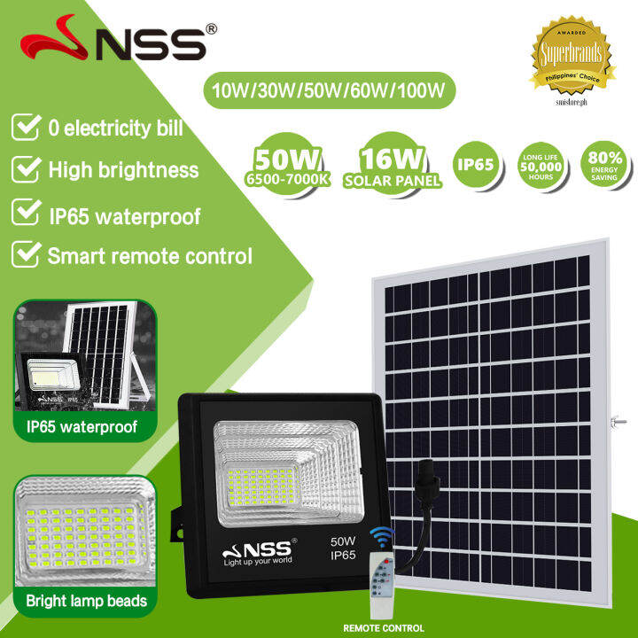 Nss 50W Solar panel and LED flood light with wireless remote control ...