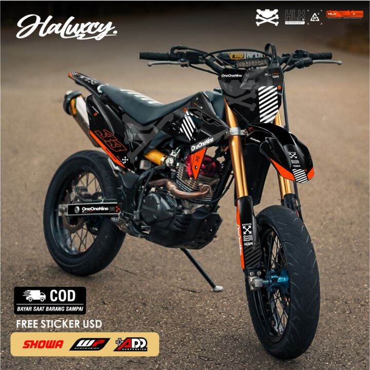DECAL CRF 150 L SUPERMOTO FULL BODY HITAM SUPER GLOSSY DOFF DESAIN ...