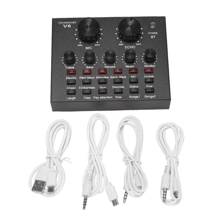 V8 Sound Card Audio Set Interface External Usb Live Microphone Sound ...