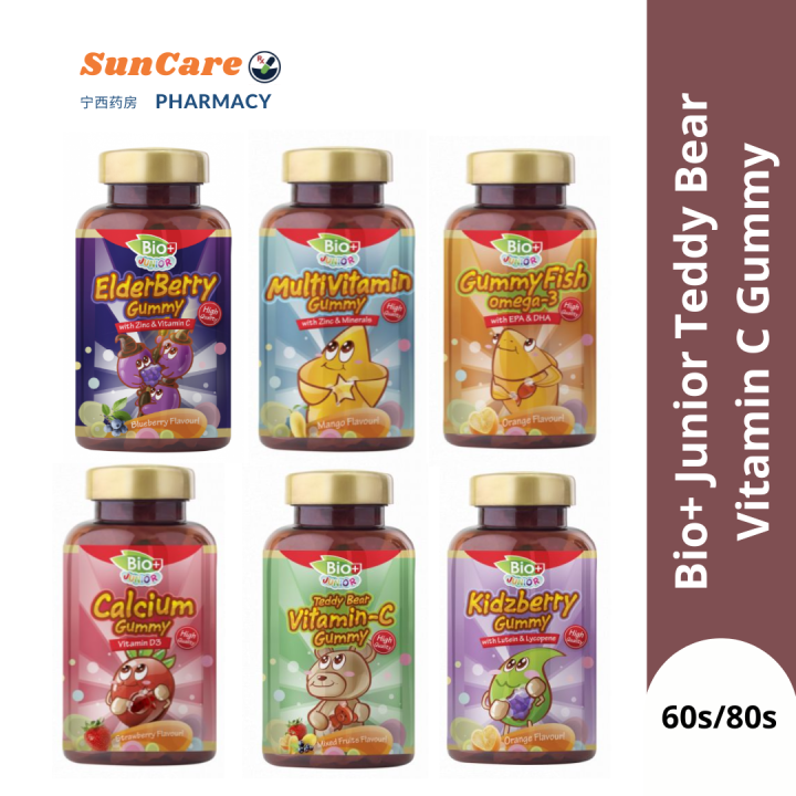 Suncare Pharmacy Bio+ Junior Gummy Vitamin C/ElderBerry/Omega-3/Calcium ...