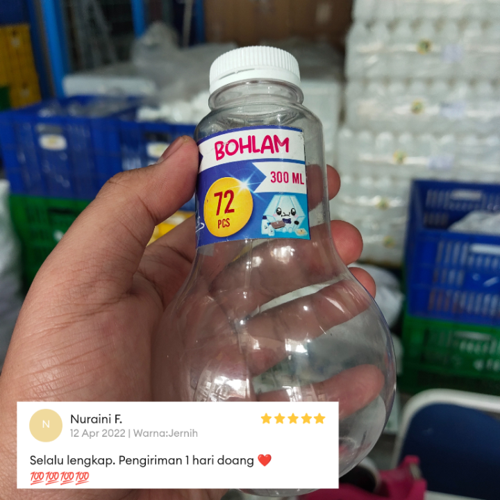 (Isi 72 pcs) Botol Bohlam 300 ml Kemasan Botol Unik Botol Plastik Unik ...
